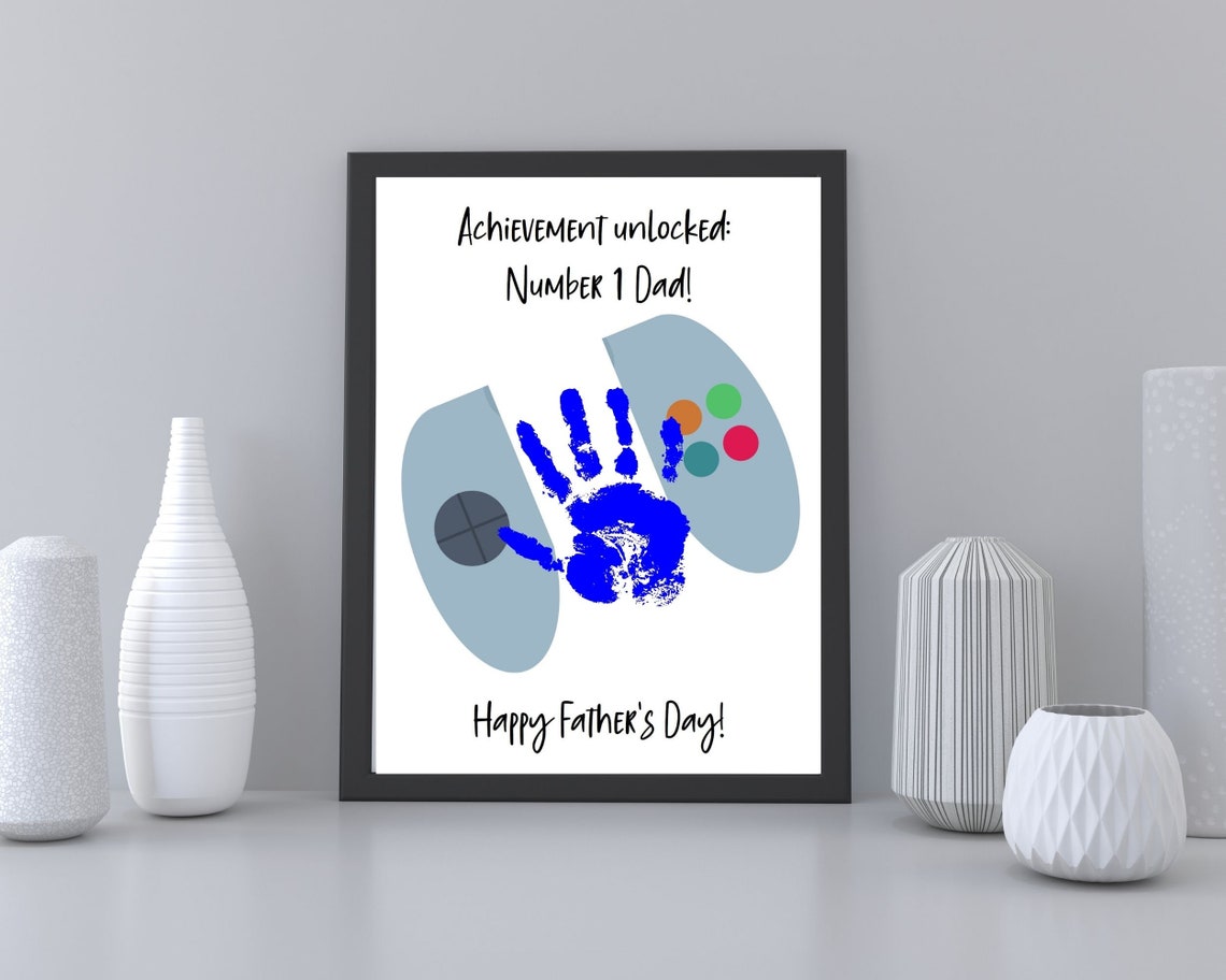 Printable Father's Day Handprint Art Fathers Day Keepsake Gamer Dad ...
