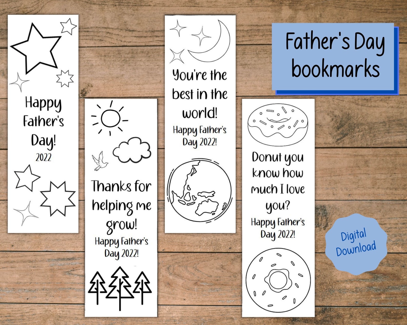 Printable Father's Day Coloring Bookmarks DIY Gift for - Etsy
