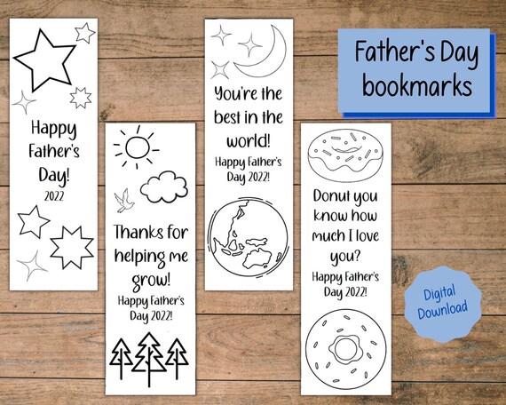 Printable Father's Day Coloring Bookmarks DIY Gift for - Etsy