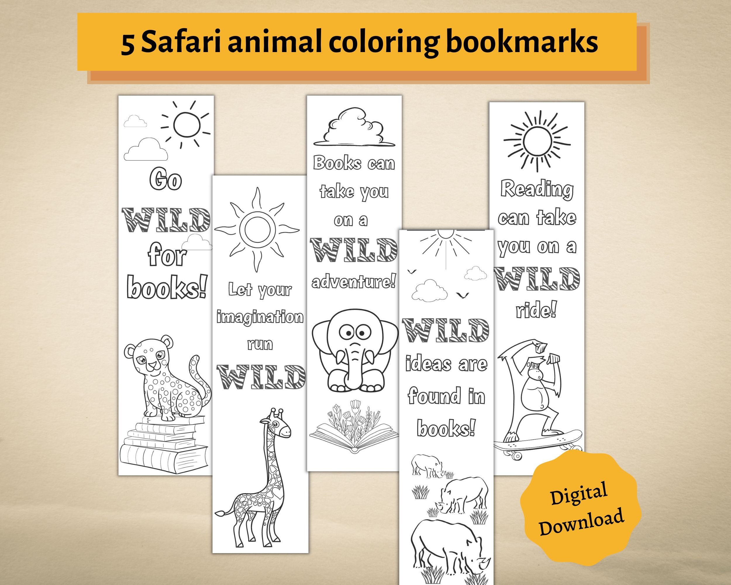 Printable Coloring Bookmarks for Kids Safari Bookmarks Printable ...