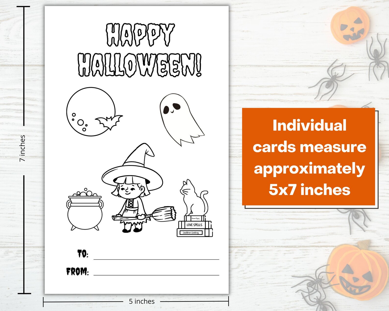 Halloween Coloring Cards Printable | Halloween Class Party Activity ...
