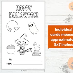 Halloween Coloring Cards Printable | Halloween Class Party Activity ...