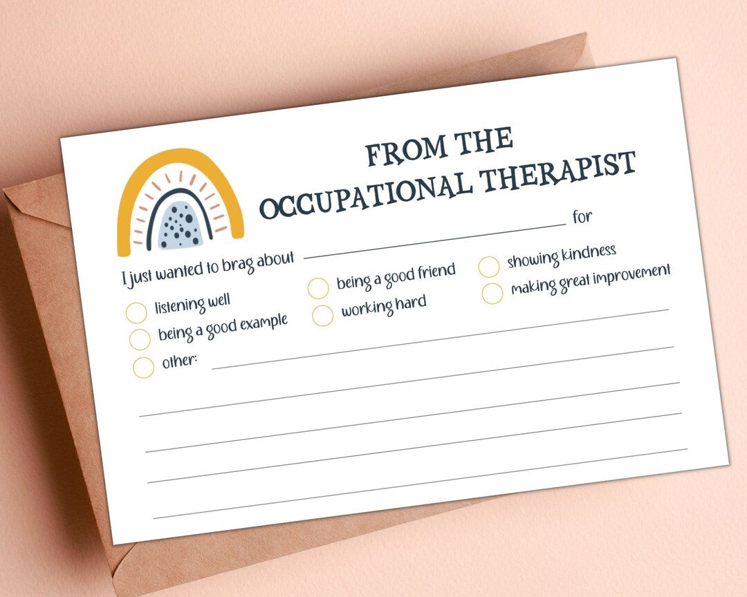 Occupational Therapist Note Printable Boho Note School - Etsy
