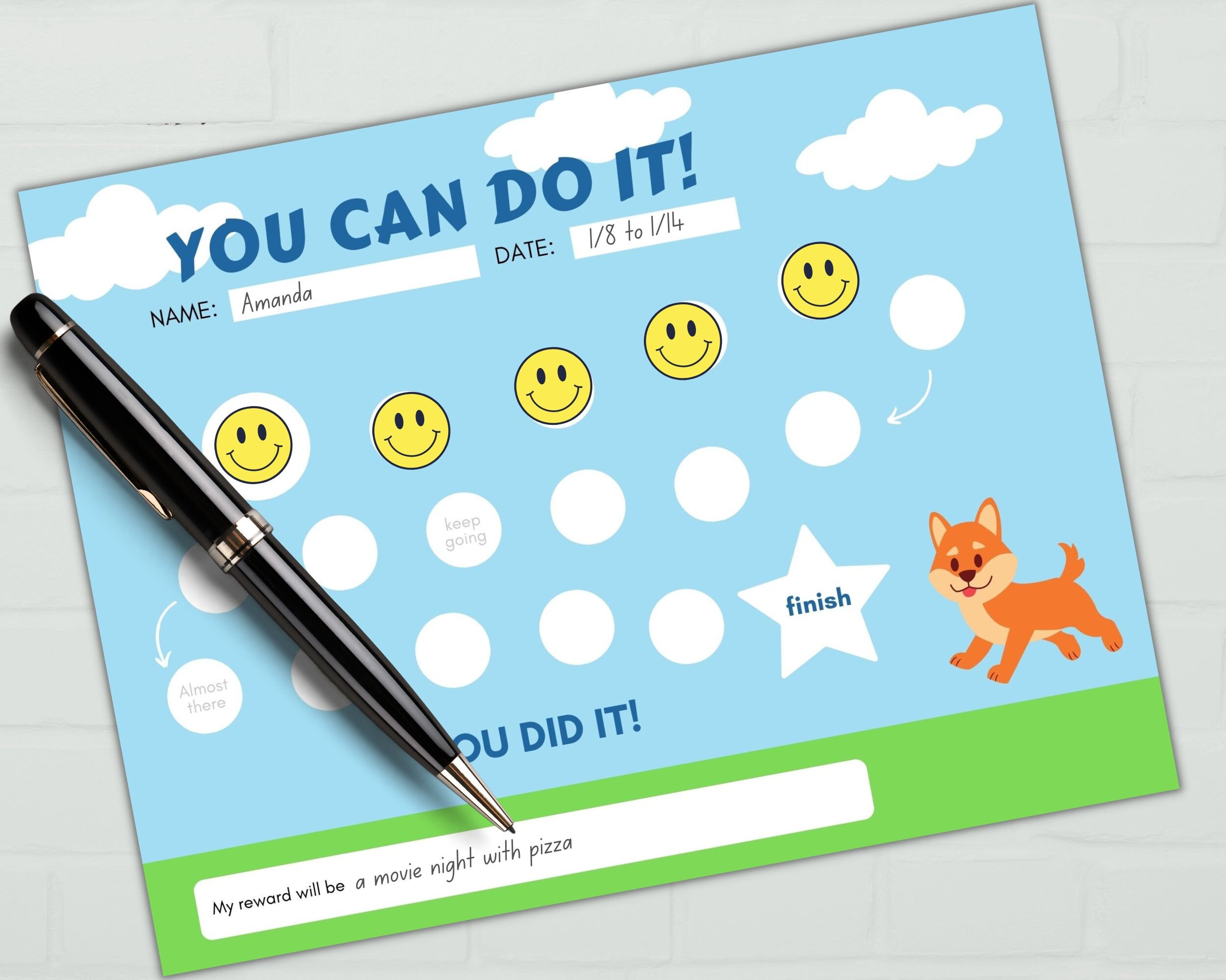 Dog Reward Chart for Children Printable, Behavior Chart, Daily Chore ...