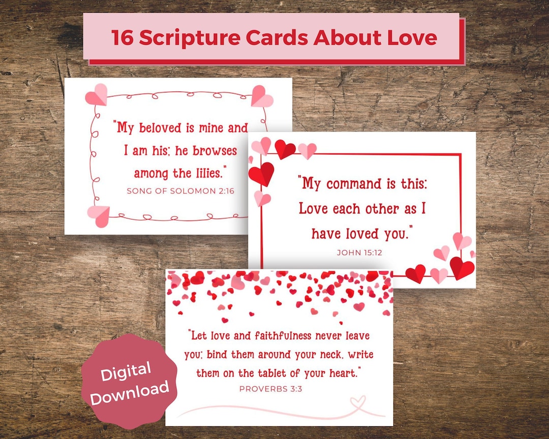 16 Printable Love Scripture Cards, Bible Verse Cards, Valentine's Bible ...