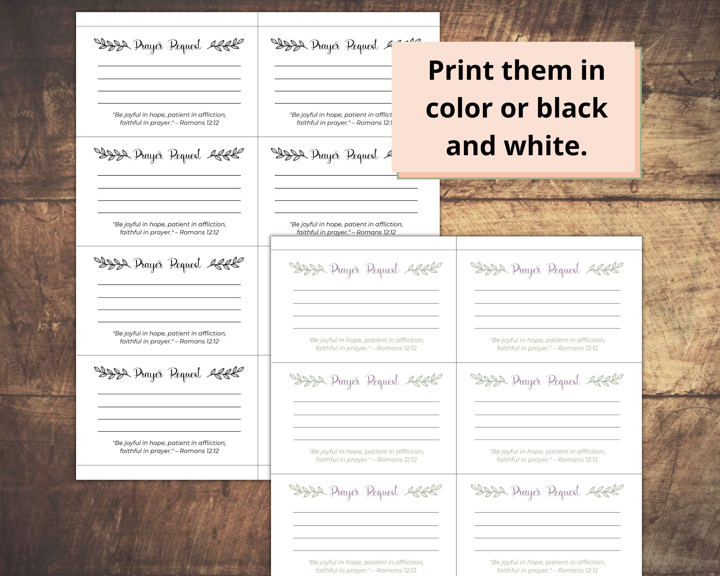 Printable Prayer Request Cards: Elegant Floral Design (digital Download ...