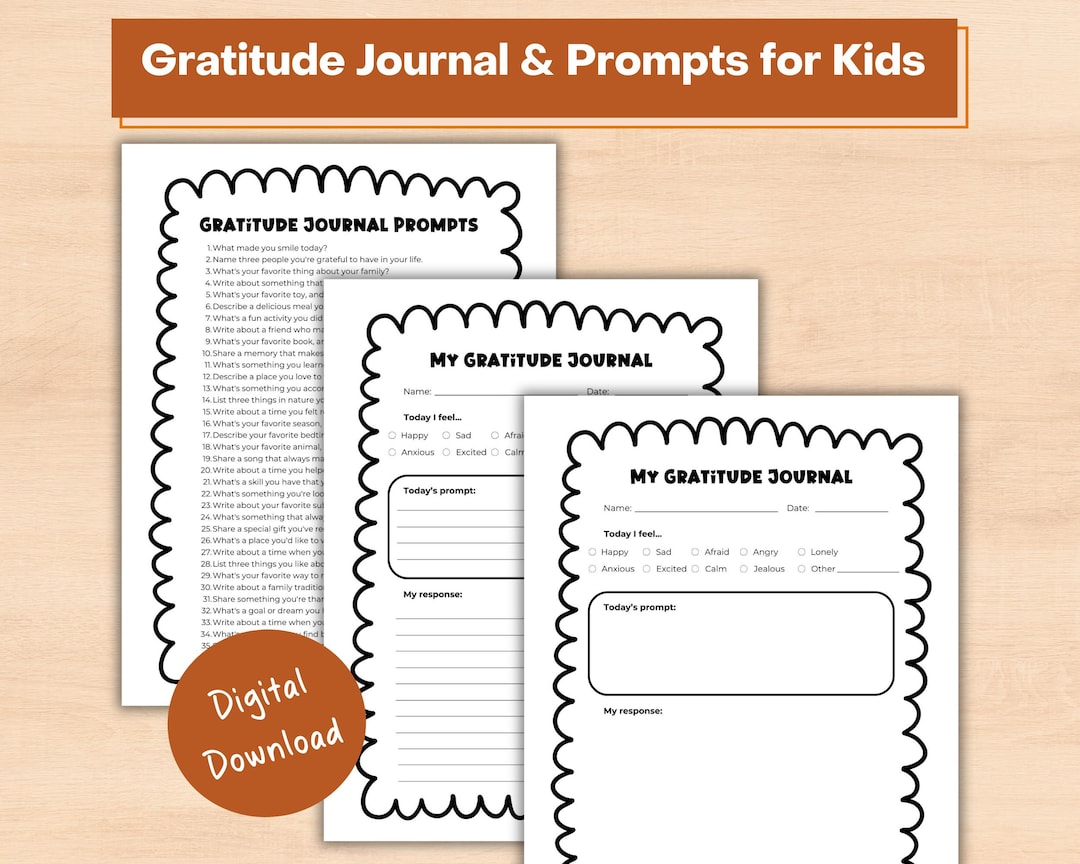 Printable Gratitude Journal Worksheet for Kids, Daily Gratitude Journal ...