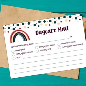 Daycare Note Printable | Daycare Mail | Boho Daycare Brag Card ...