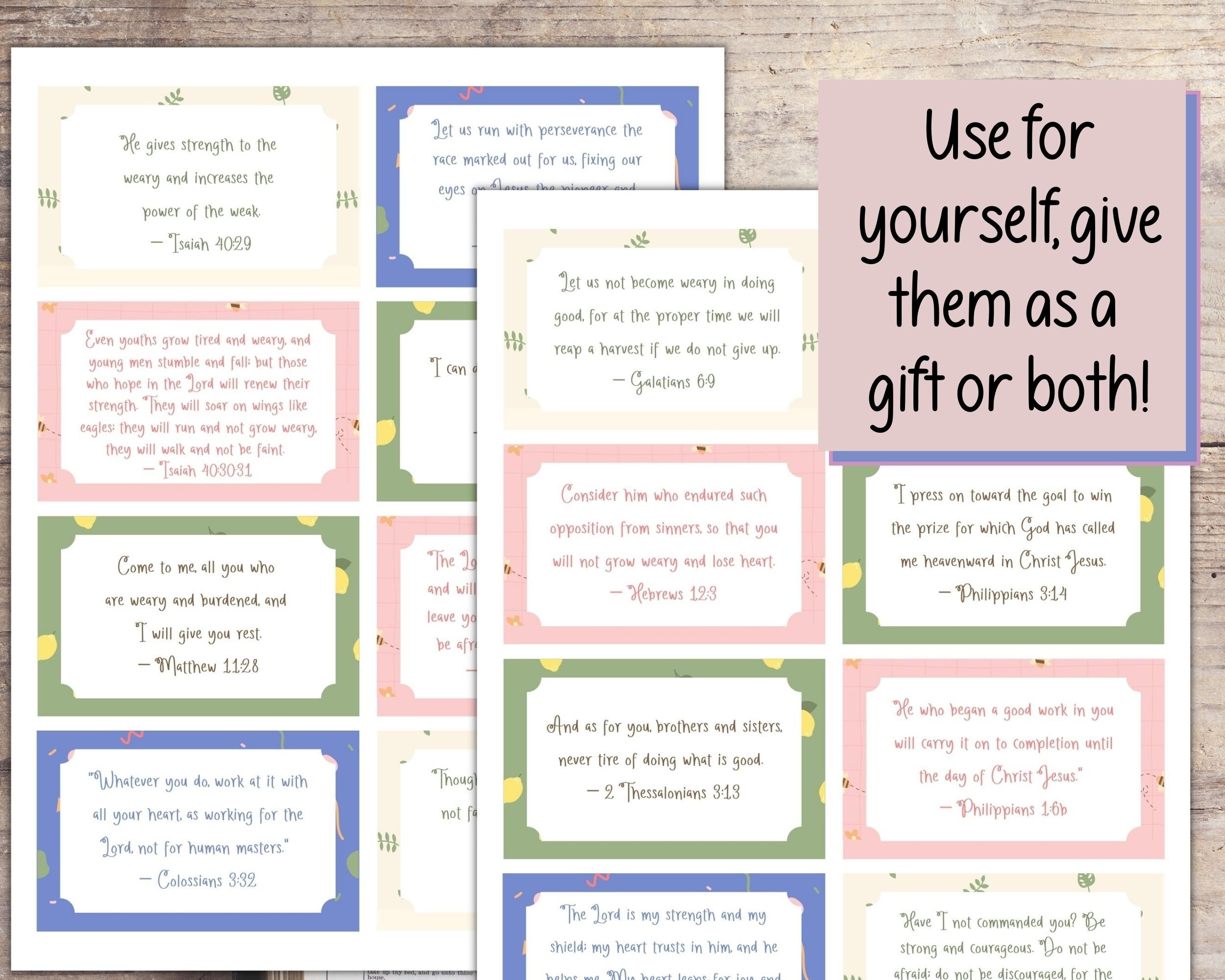 Printable Scripture Cards: 16 Encouragement Bible Verses (PDF Download ...