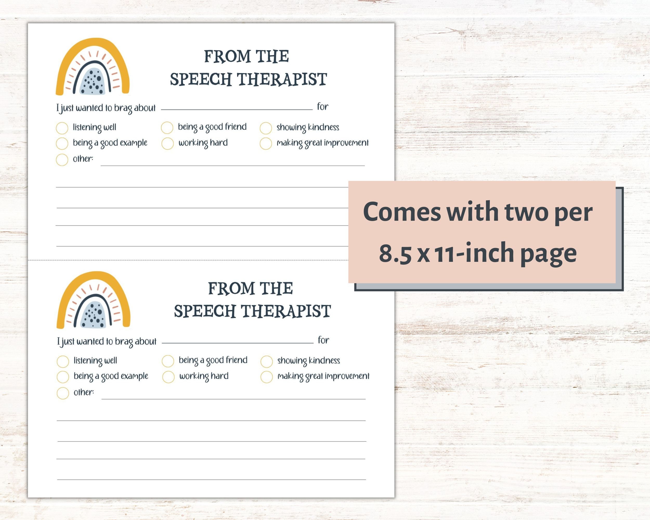 Speech Therapist Office Note Printable | Boho School Speech Therapy ...