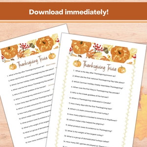 Thanksgiving Games Printable | Thanksgiving Trivia | Thanksgiving Class ...