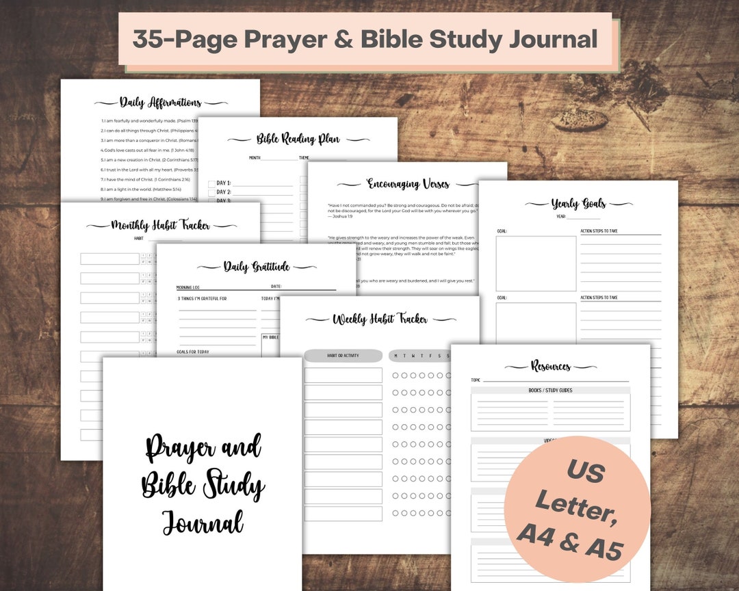 Prayer Journal Printable, Bible Study Guide, Gratitude Journal, Digital ...
