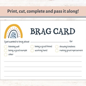 Brag Card Printable | School Counselor Office Note | Teacher Note ...