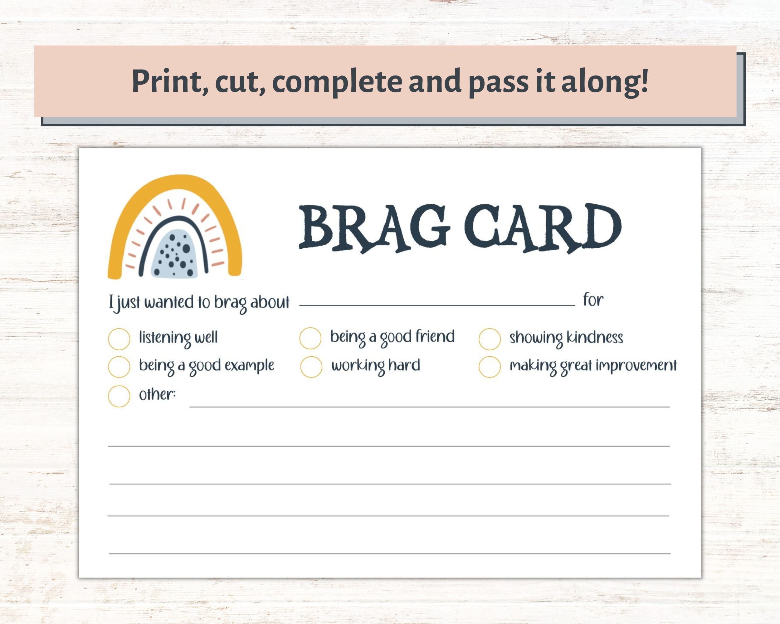 Brag Card Printable | School Counselor Office Note | Teacher Note ...