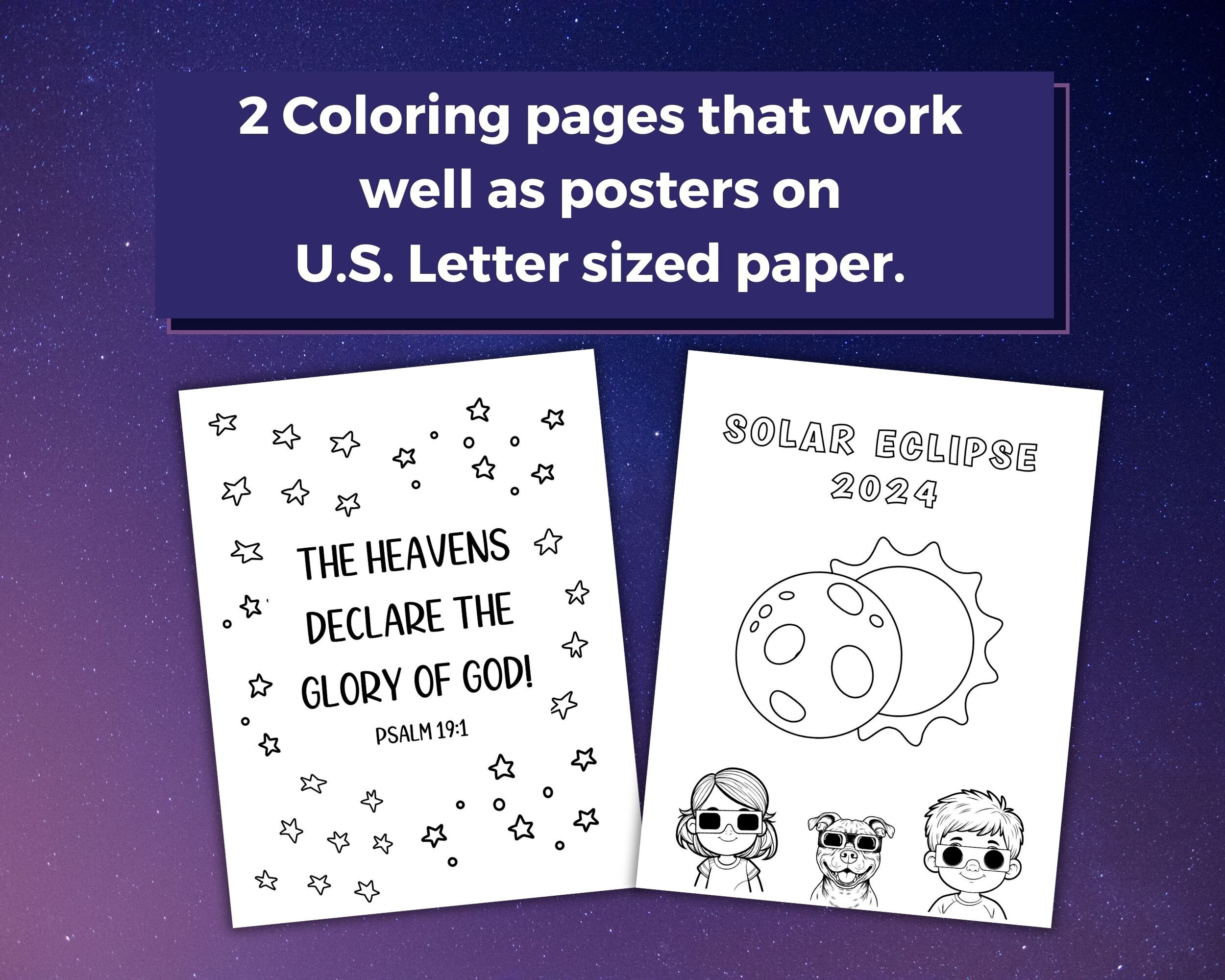 Printable Eclipse 2024 Activity Pages for Kids Eclipse Party Christian ...