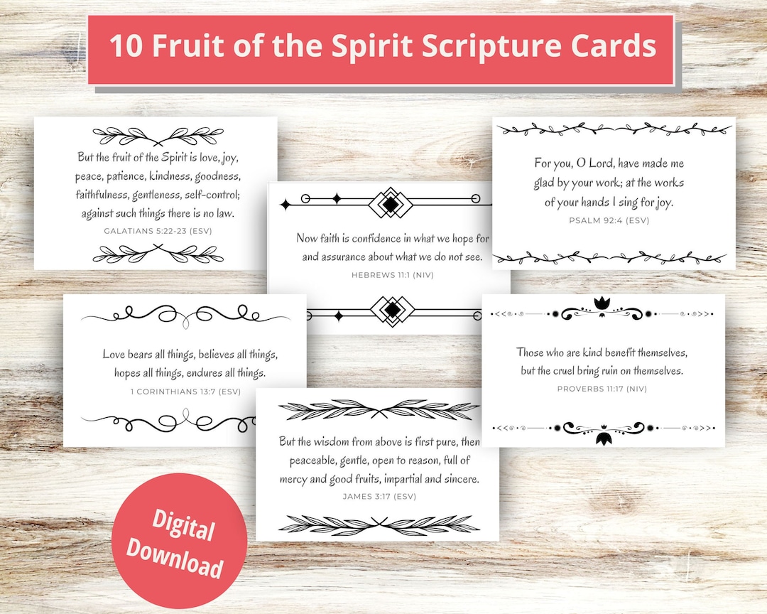 10 Printable Fruit of the Spirit Scripture Cards, Bible Verse Cards ...