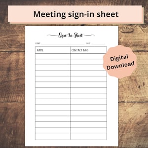 Small Group Sign-in Sheet, Sunday School Teacher Resources, Bible Study ...