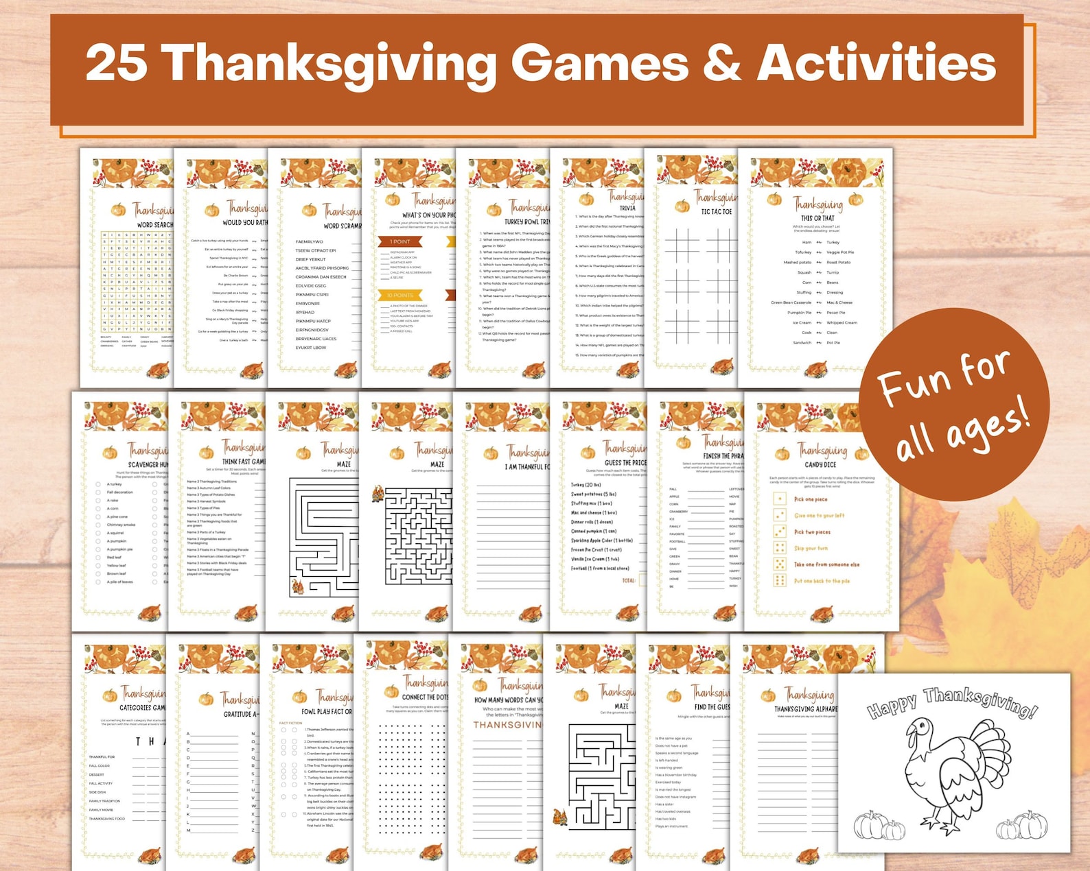 Thanksgiving Game Bundle Printable, Thanksgiving Games, Thanksgiving ...