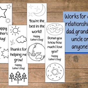 Printable Father's Day Coloring Bookmarks, DIY Gift for Dad, Gift for ...