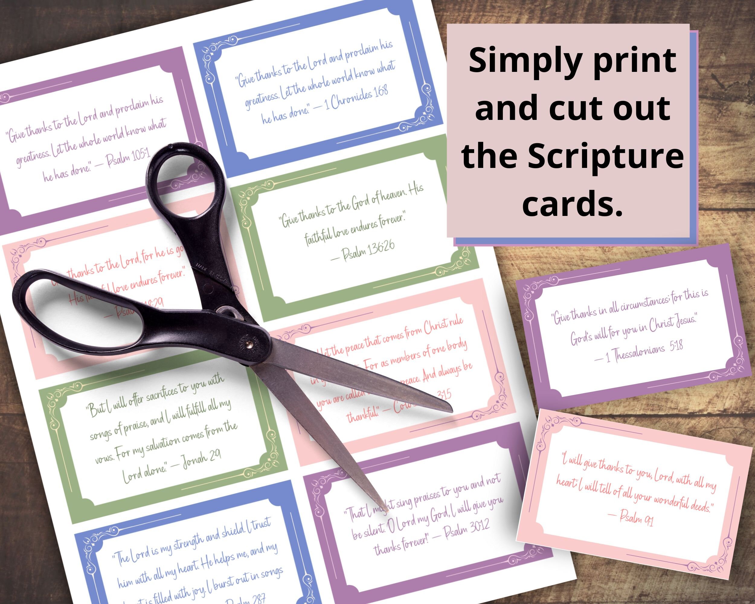 Printable Scripture Cards About Gratitude With a Gratitude and Prayer ...