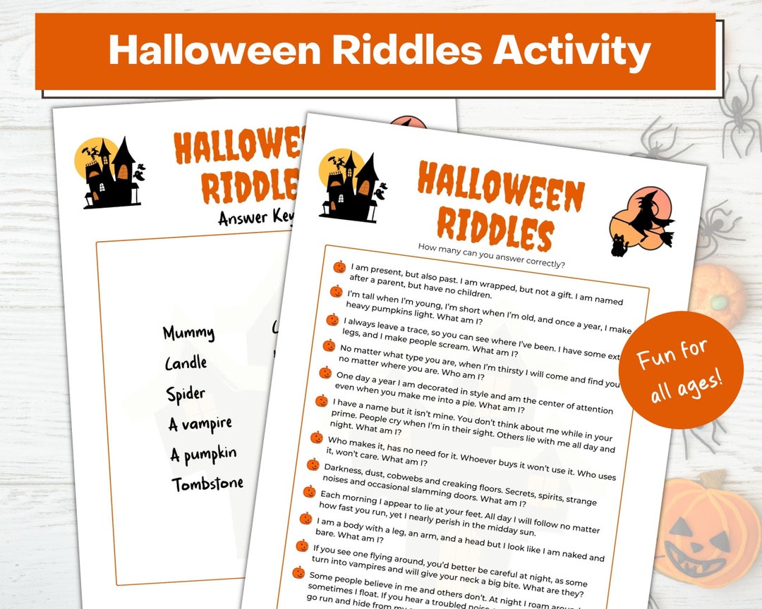 Halloween Game Printable | Riddles Game | Halloween Brain Teasers ...