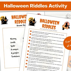 Halloween Game Printable | Riddles Game | Halloween Brain Teasers ...