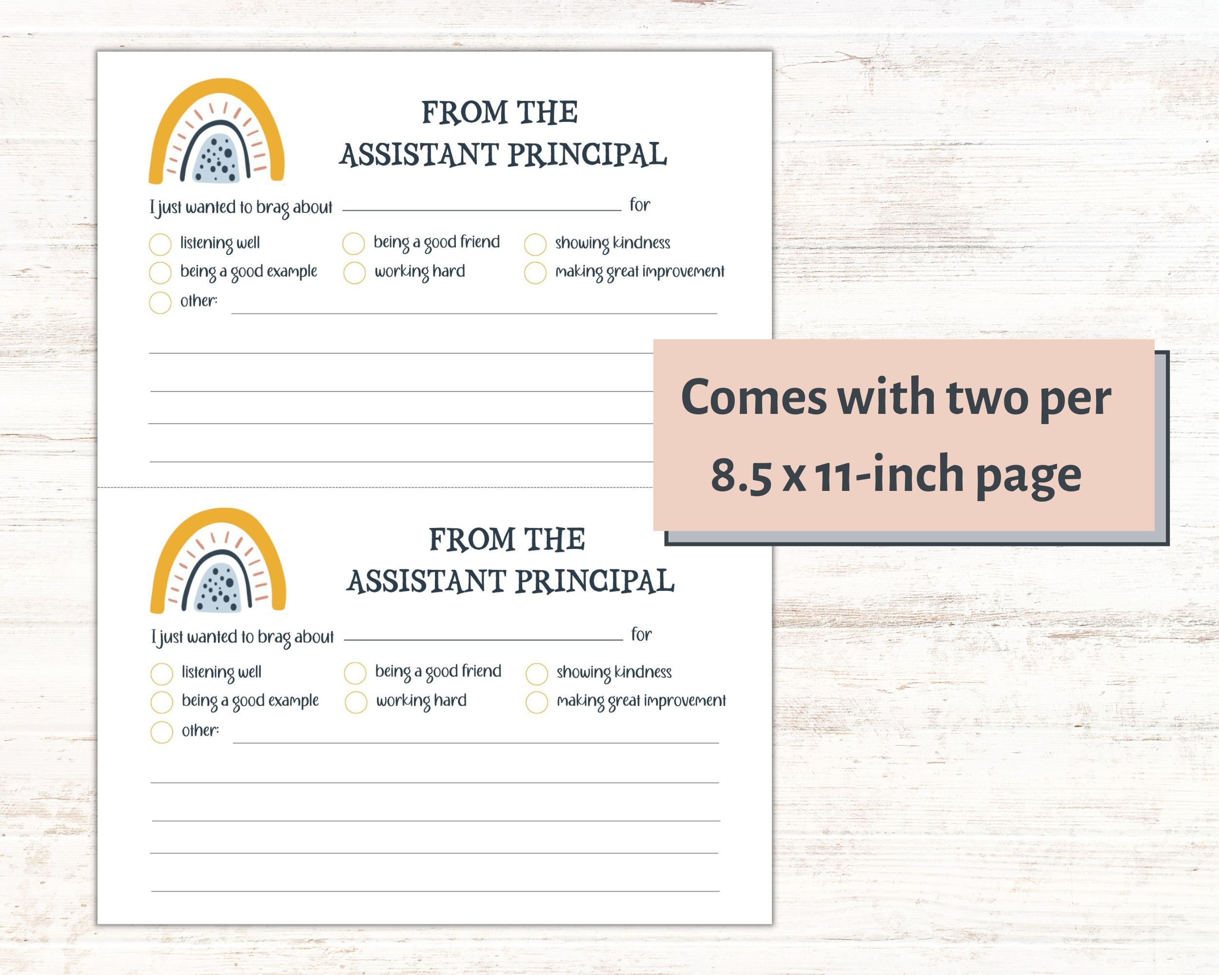 Assistant Principal Note Printable Boho School Teacher - Etsy