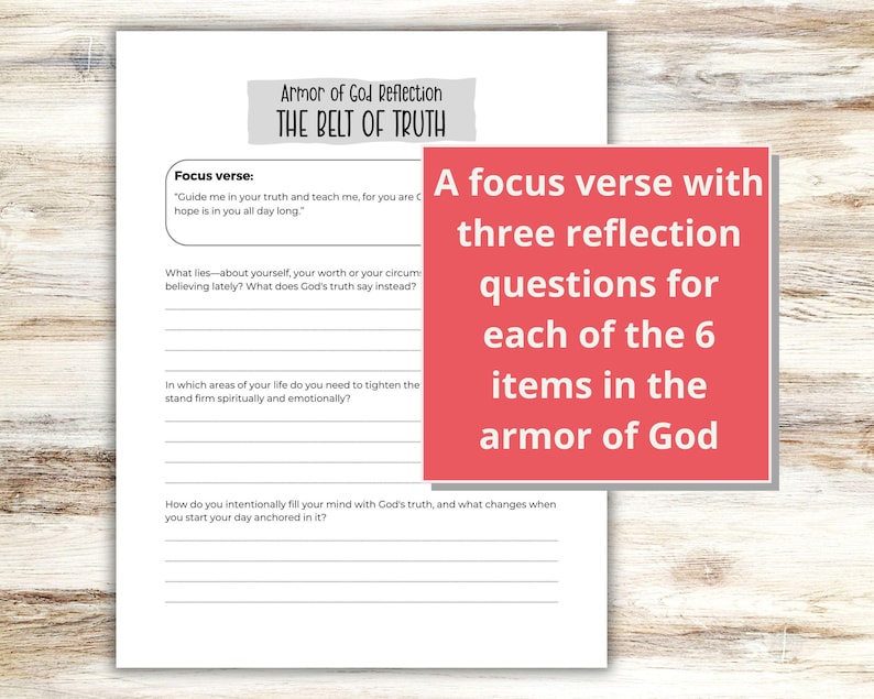Armor of God Reflection Worksheets: Bible Study, Christian Youth (PDF ...