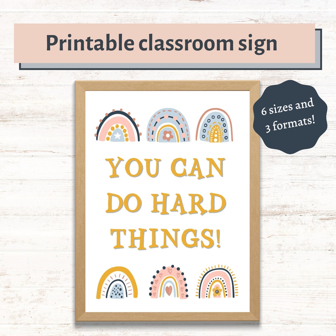 You Can Do Hard Things Poster Printable, Teacher Décor Poster, Boho ...