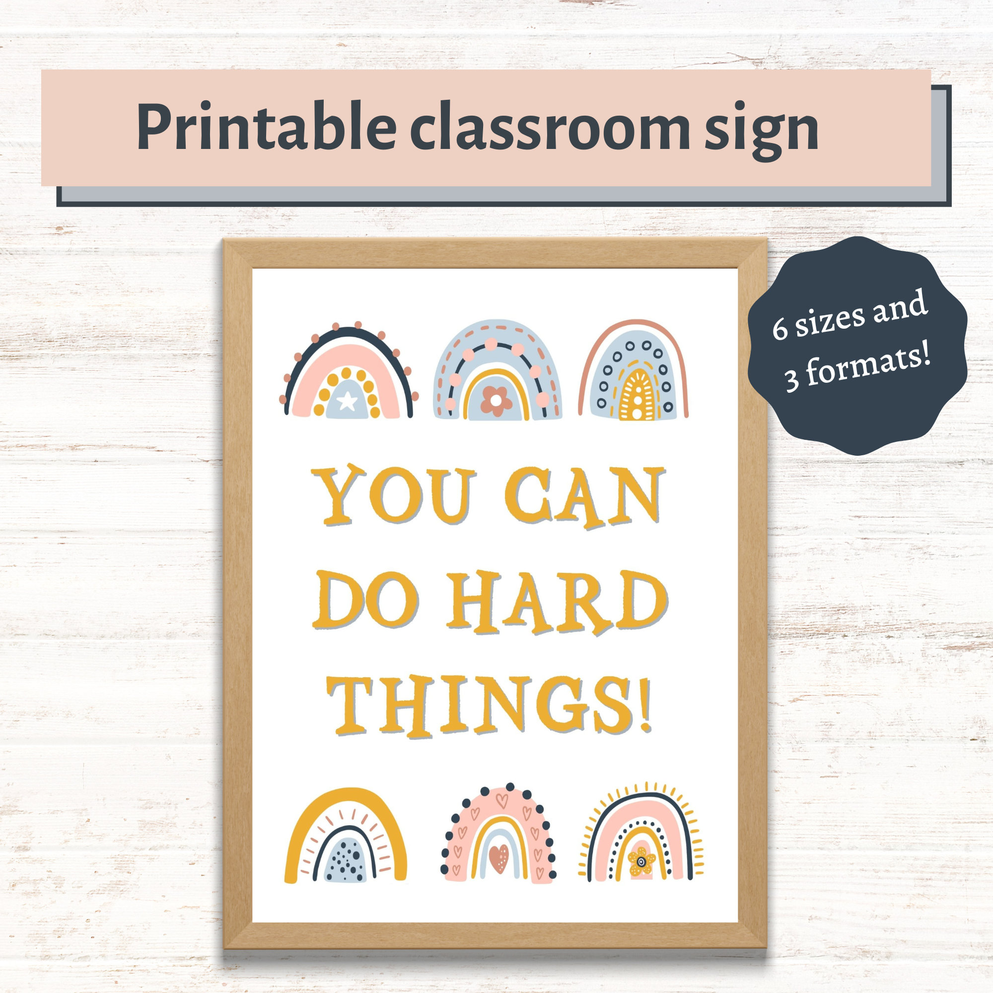 You Can Do Hard Things Poster Printable, Teacher Décor Poster, Boho ...