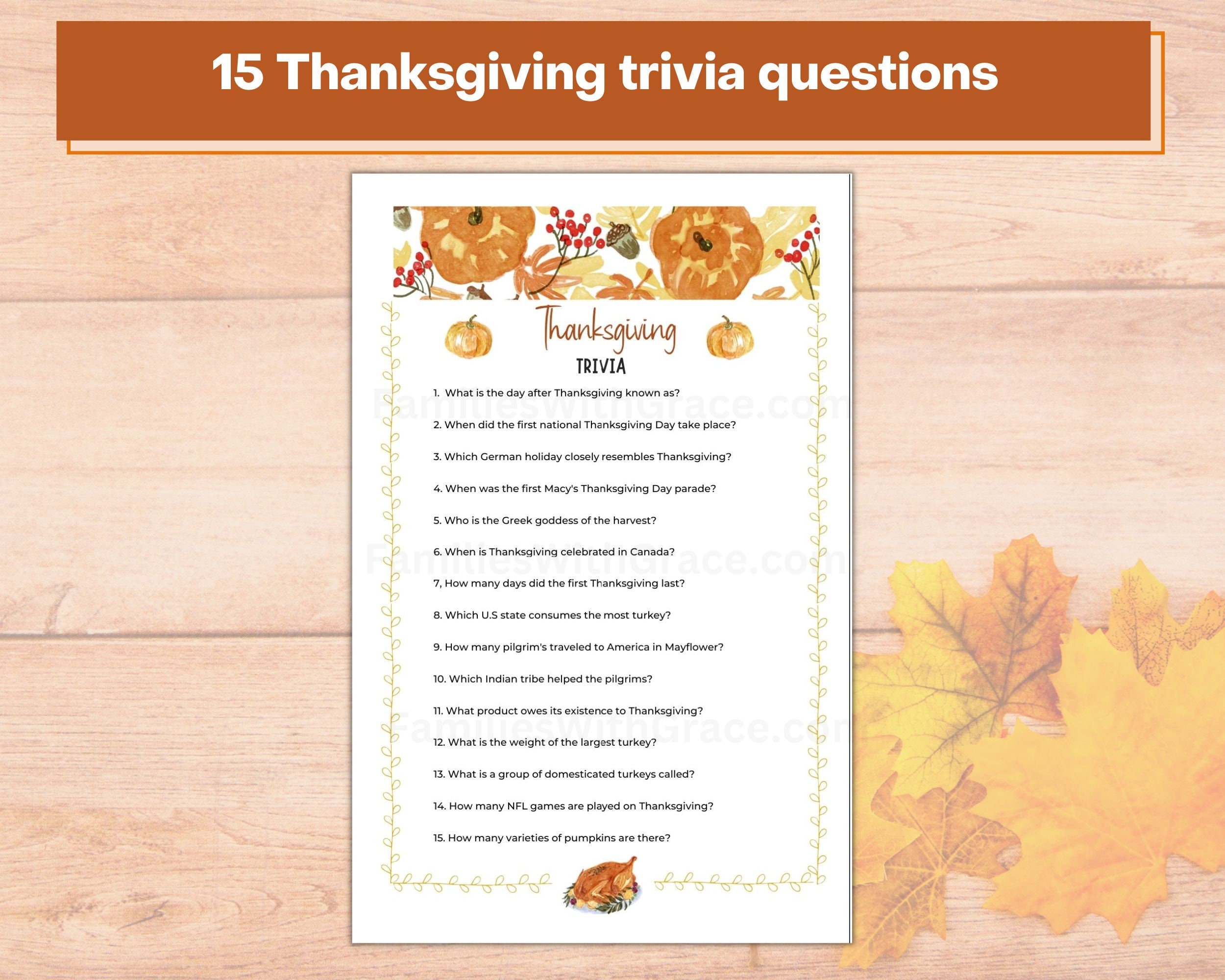 Thanksgiving Games Printable | Thanksgiving Trivia Bundle ...
