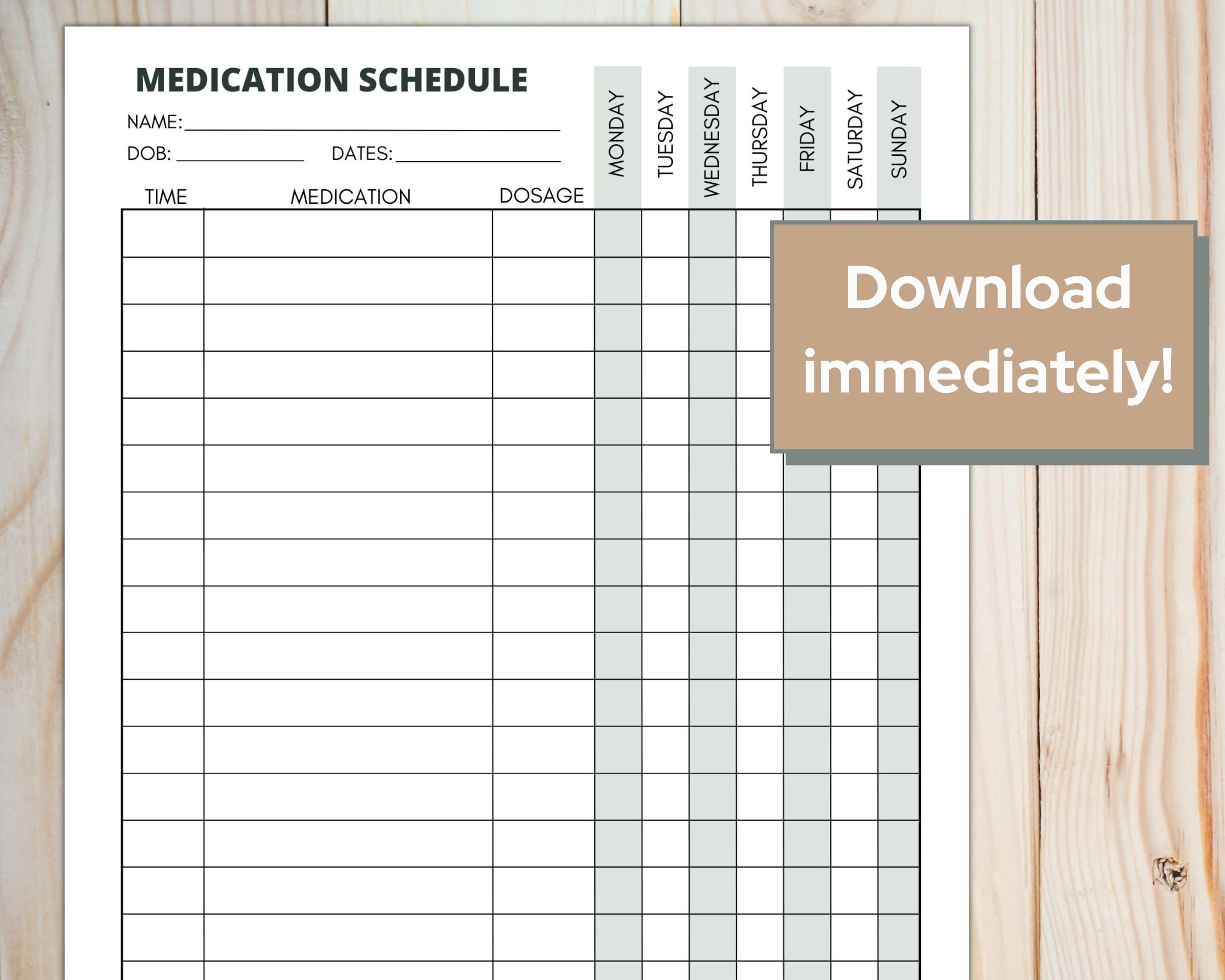 Medication Schedule Printable | | Medication Tracker | Health Records ...