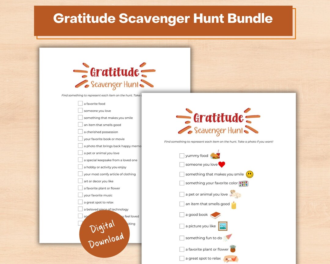 Gratitude Scavenger Hunt Bundle: Thanksgiving Activity (PDF) - Etsy