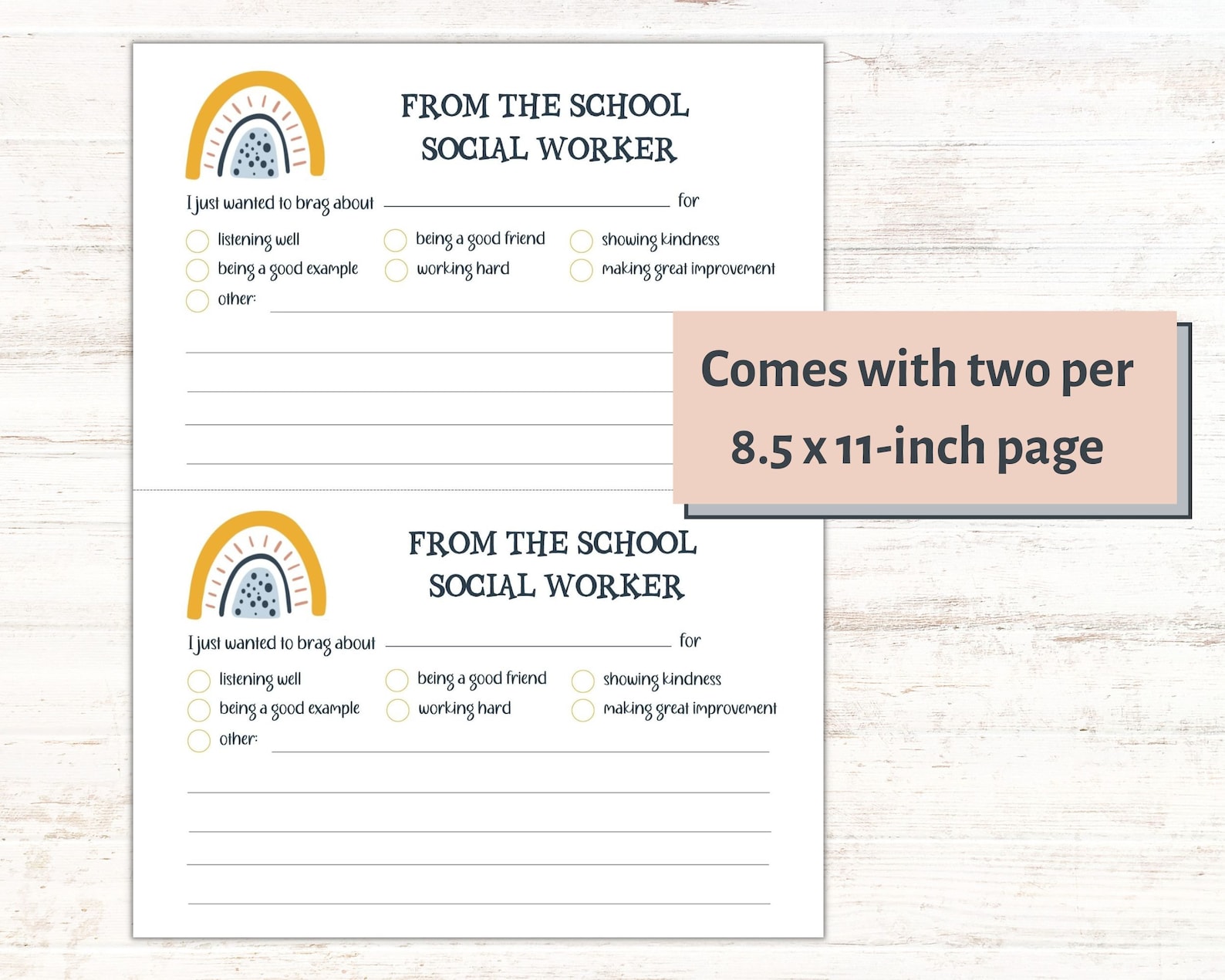 School Social Worker Note Printable Boho School Counselor - Etsy