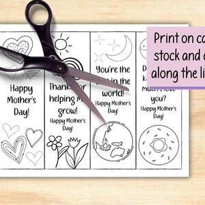 Printable Mother's Day Coloring Bookmarks: DIY Gift From Kids (digital ...
