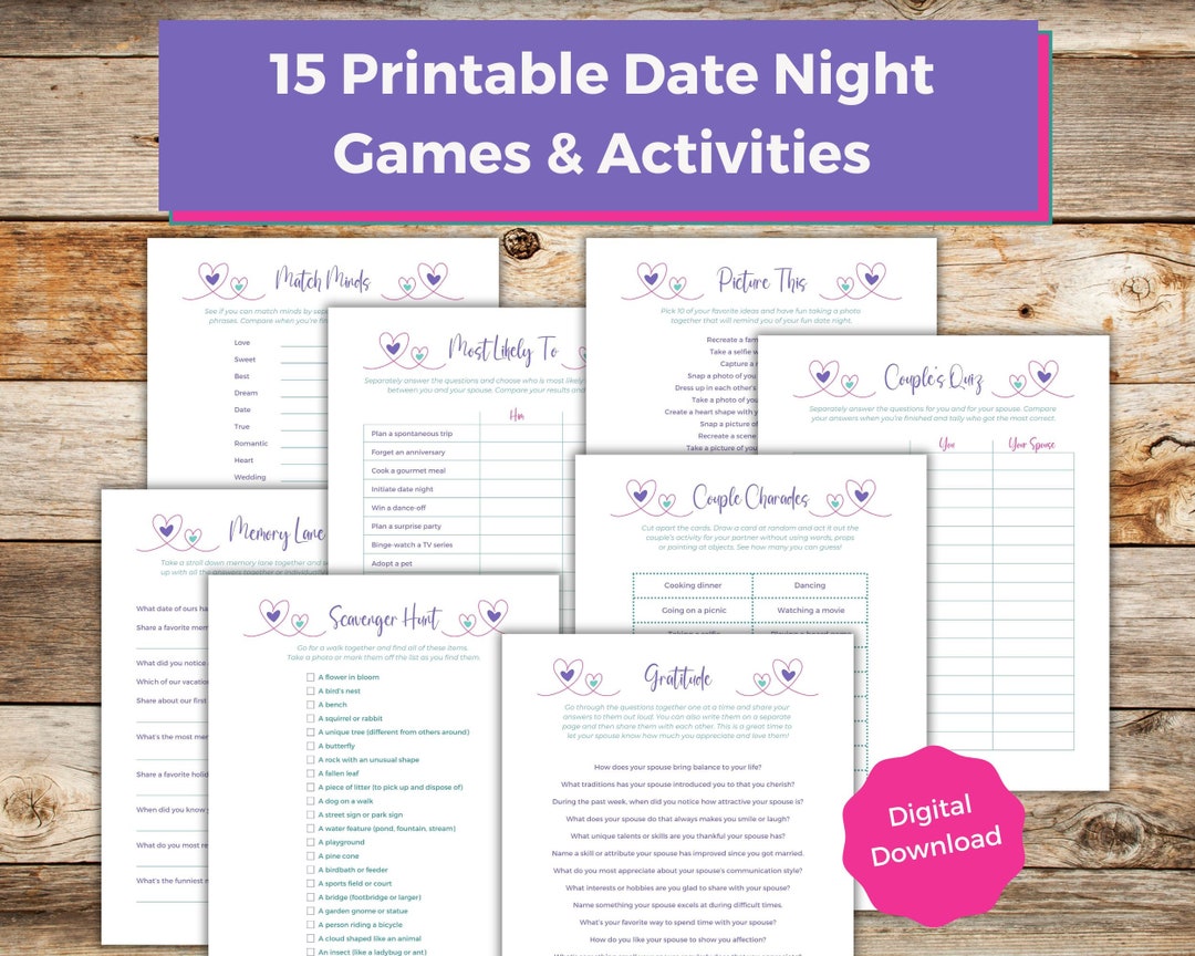 15 Printable Couple Games, Date Night Games, Marriage Anniversary Games ...