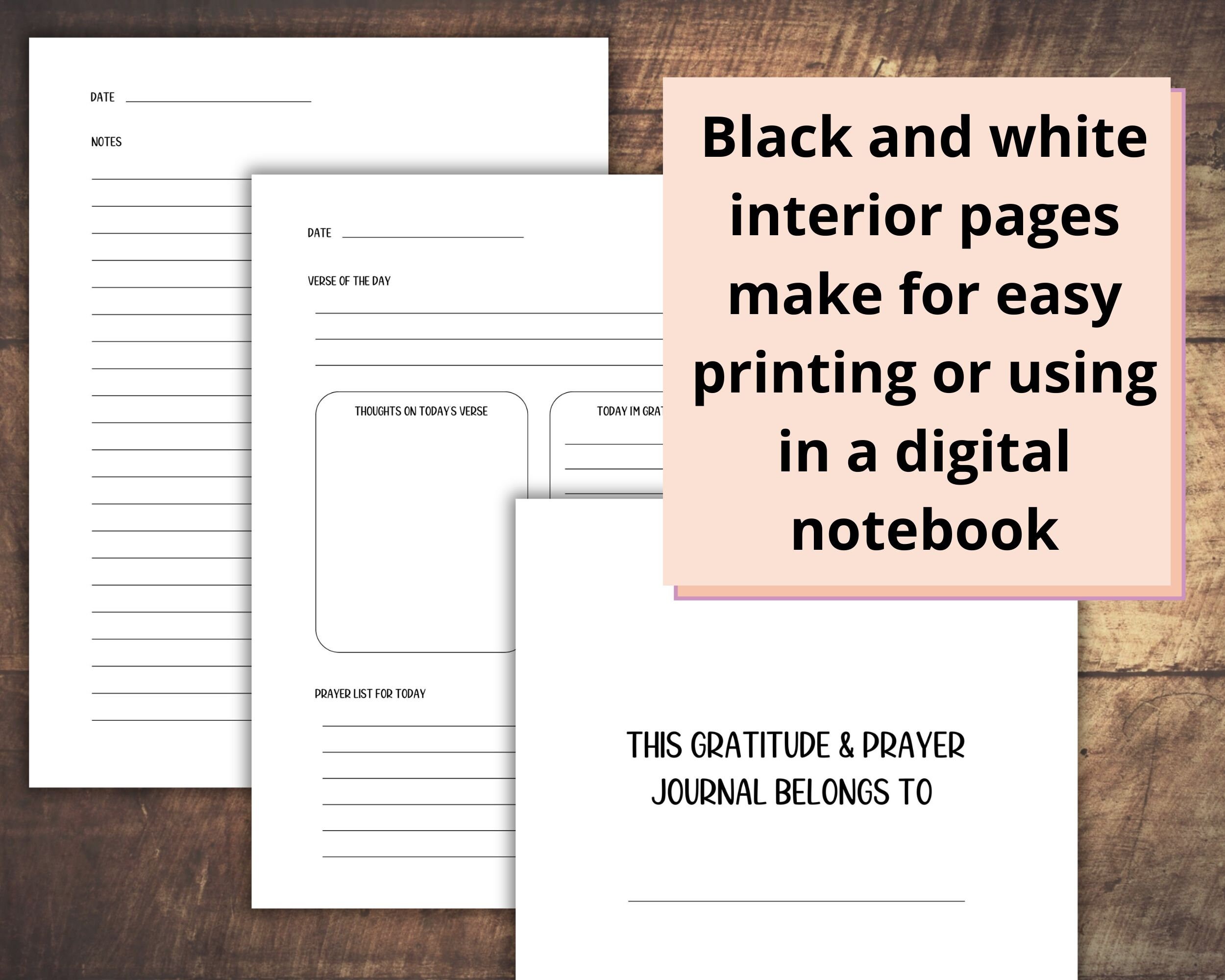 Printable Gratitude and Prayer Journal, Digital Gratitude Journal ...