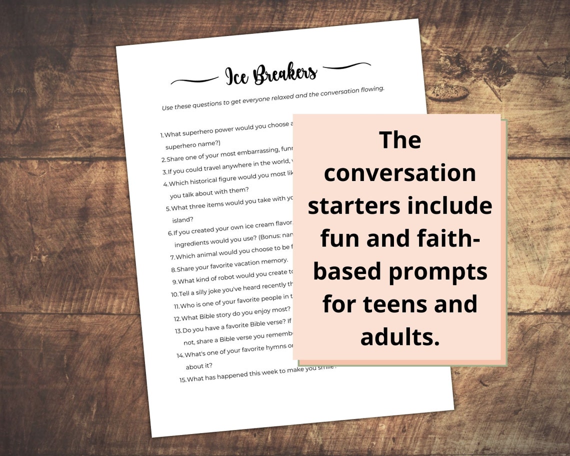 Christian Ice Breaker Questions: Small Group Games (digital Download ...