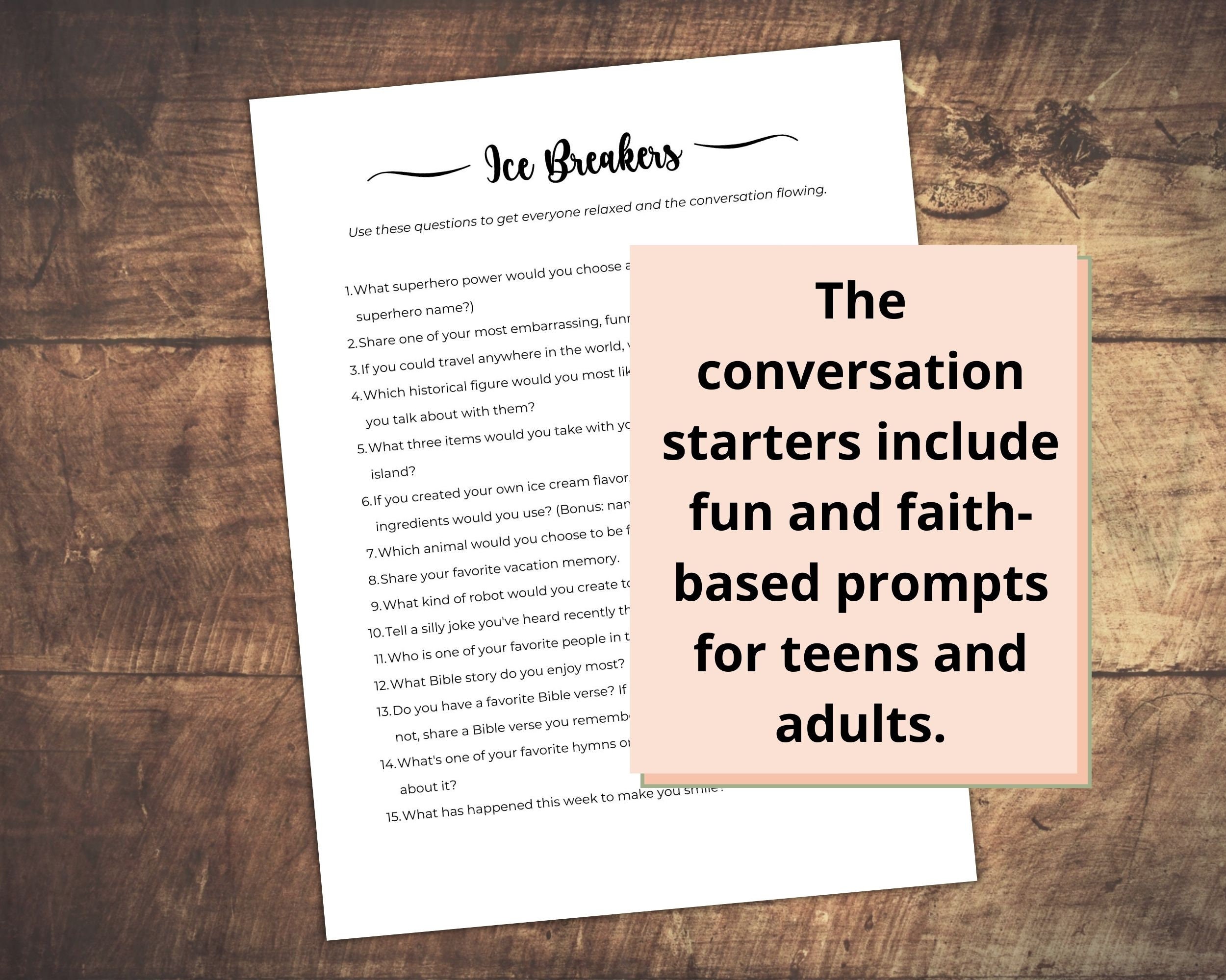 Christian Ice Breaker Questions: Small Group Games (digital Download ...