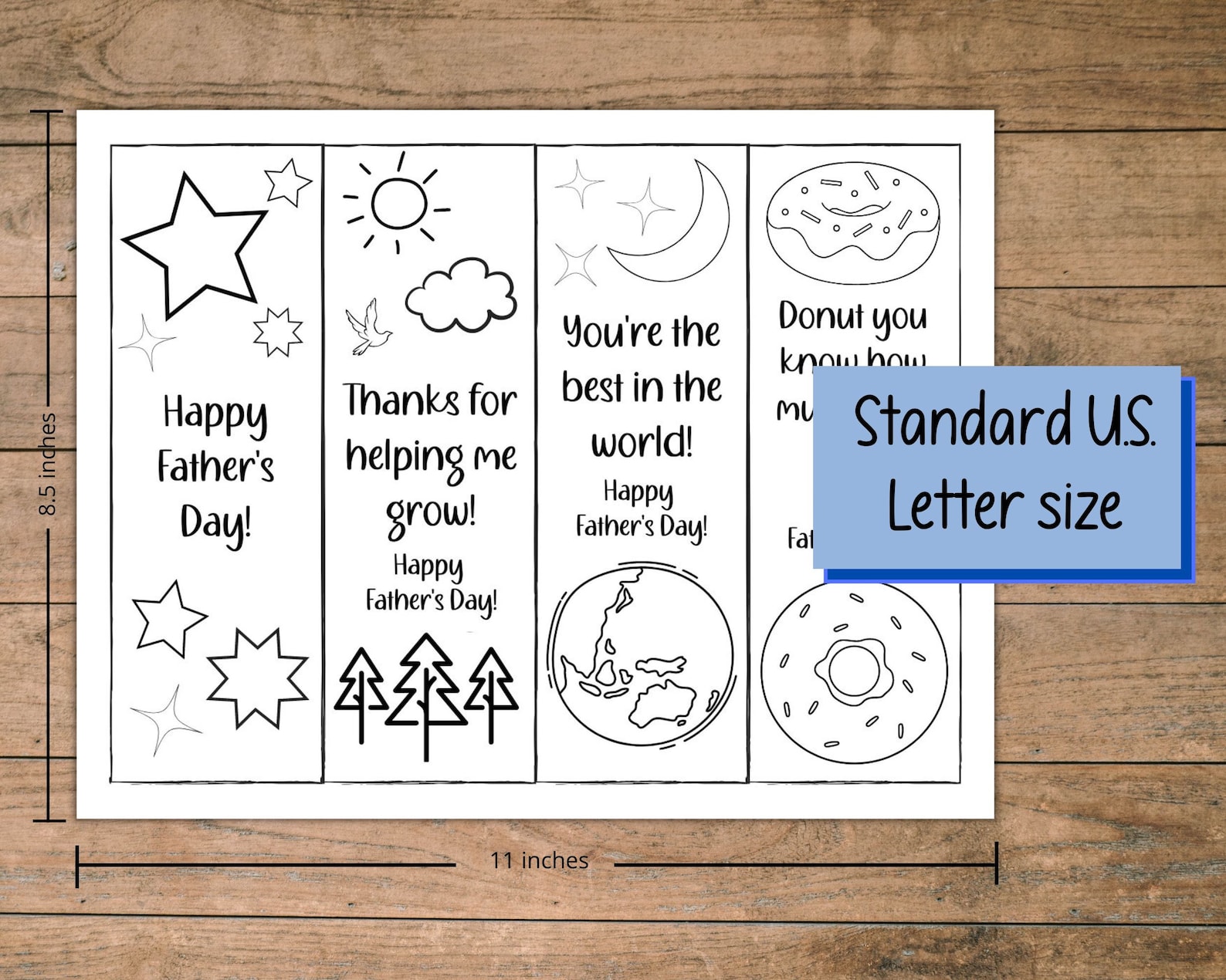 Printable Father's Day Coloring Bookmarks, DIY Gift for Dad, Gift for ...