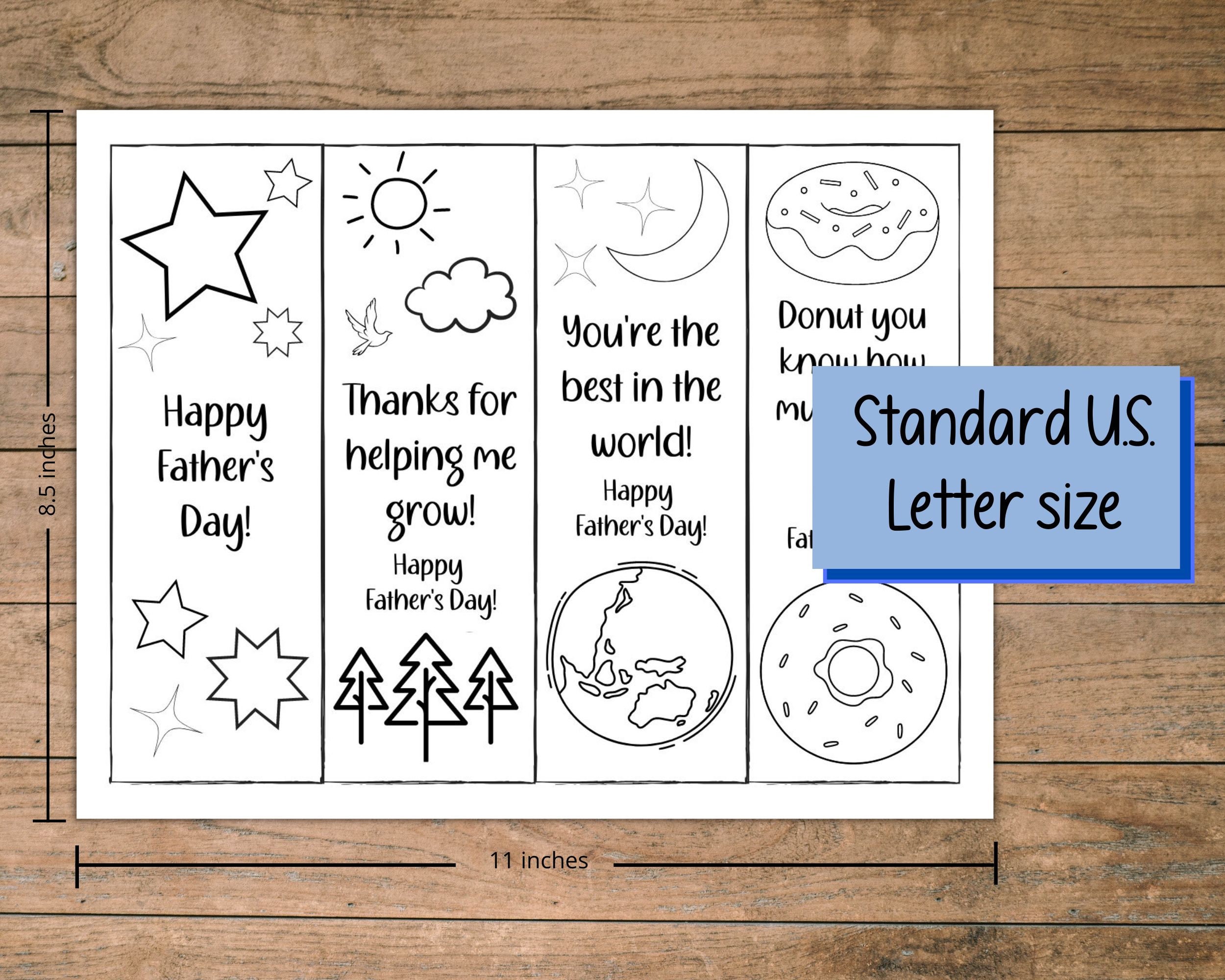 Printable Father's Day Coloring Bookmarks, DIY Gift for Dad, Gift for ...
