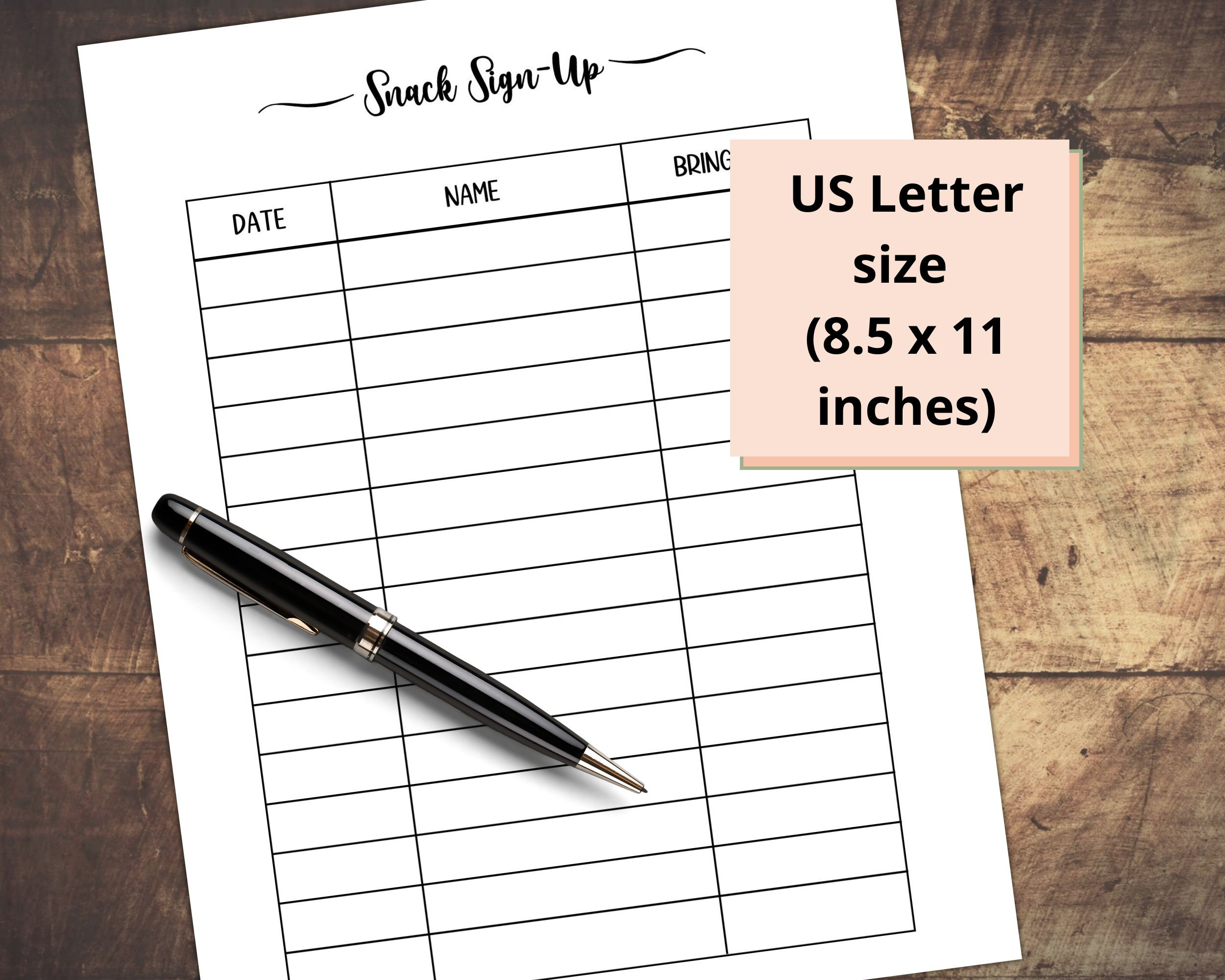 Small Group Snack Sign-up Sheet, Sunday School Teacher Resources, Bible ...