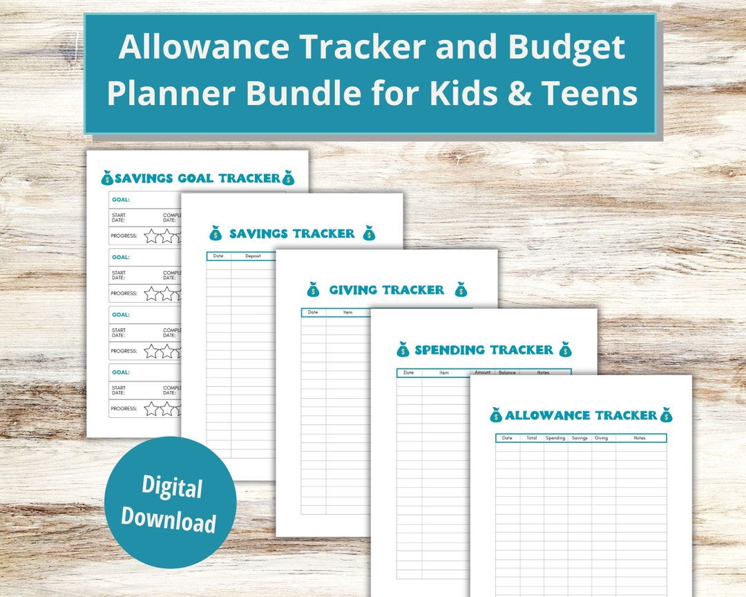 Allowance Tracker Bundle for Kids Printable, Budget Worksheets for ...