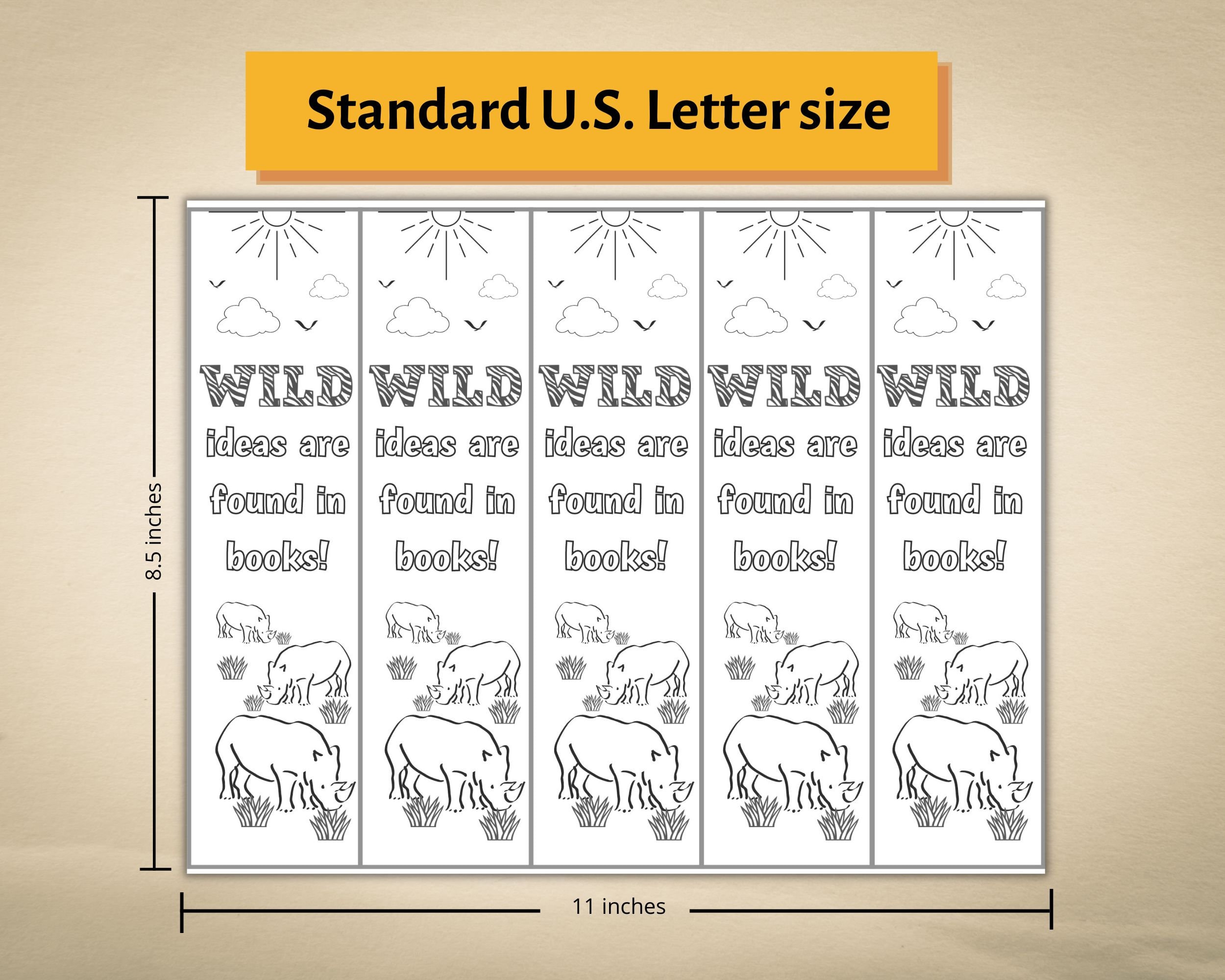 Safari Animal Coloring Bookmarks for Kids (digital Download) - Etsy