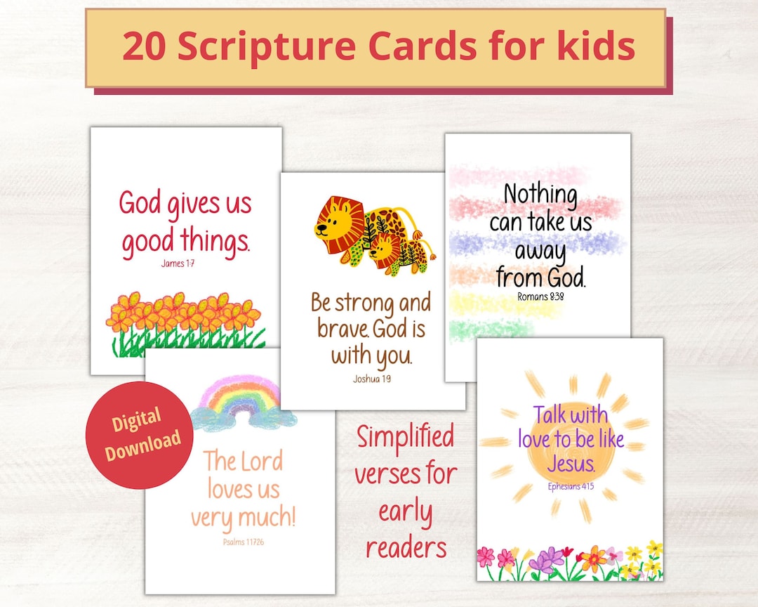 Scripture Cards for Kids Printable, Bible Verses for Children, Lunchbox ...