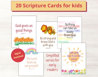 Bible Memory Verses for Young Preschoolers, Kids Scripture Cards ...