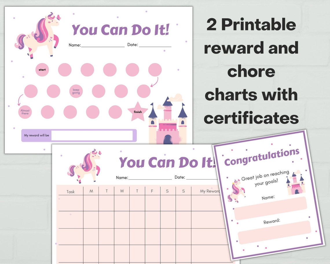 Unicorn Reward Chart for Children Printable, Behavior Chart, Daily ...