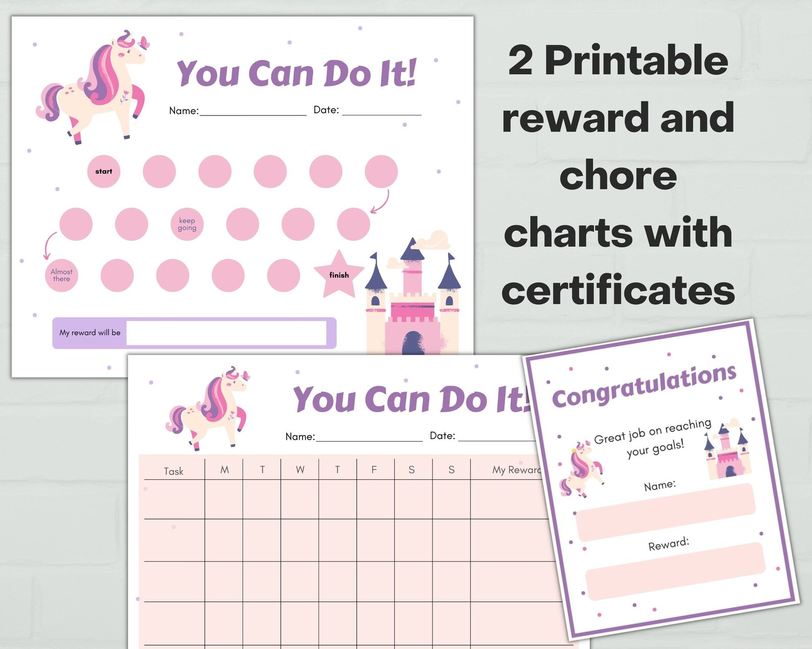 Unicorn Reward Chart for Children Printable, Behavior Chart, Daily ...
