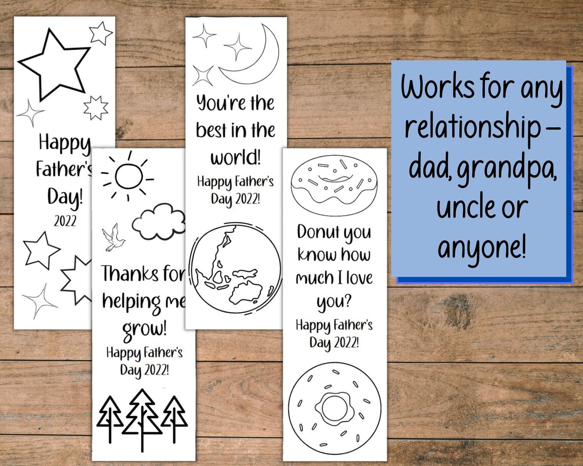 Printable Father's Day Coloring Bookmarks DIY Gift for - Etsy