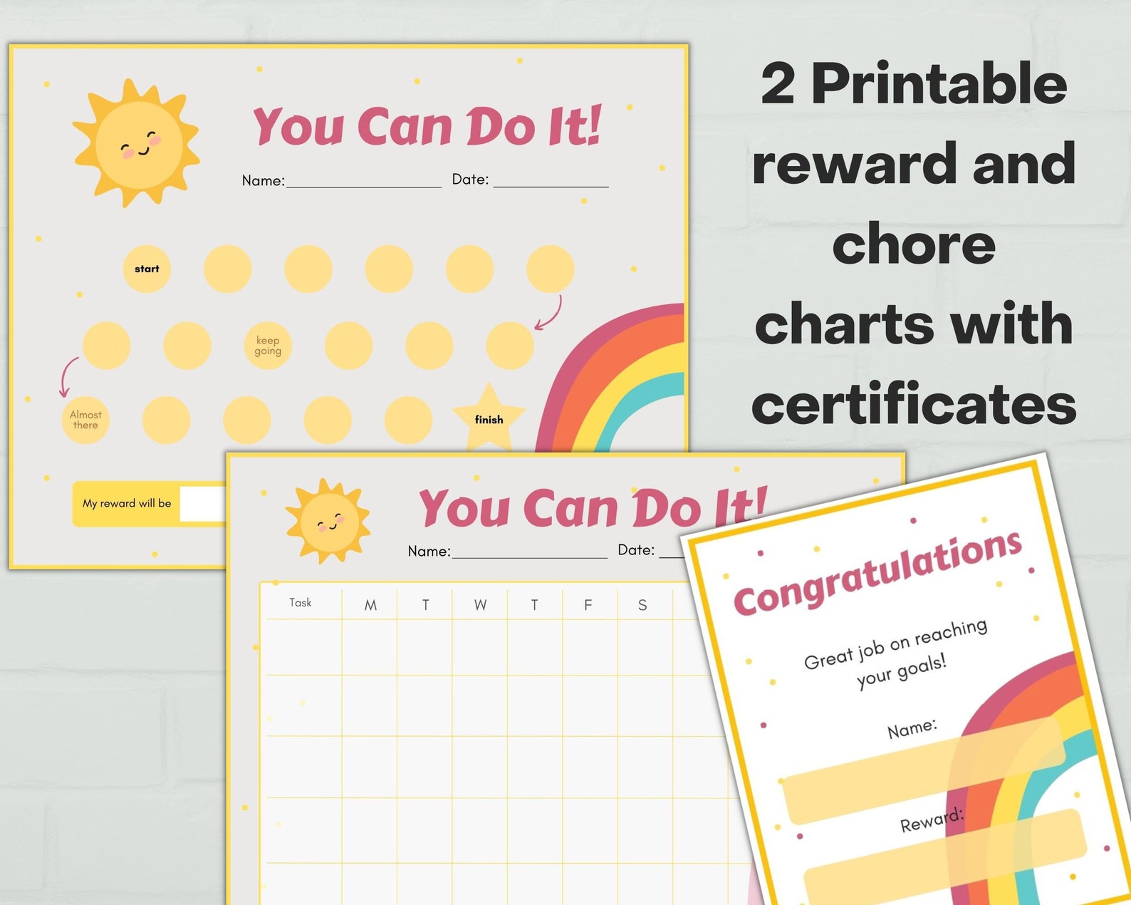 Rainbow Reward Chart for Children Printable, Behavior Chart, Daily ...